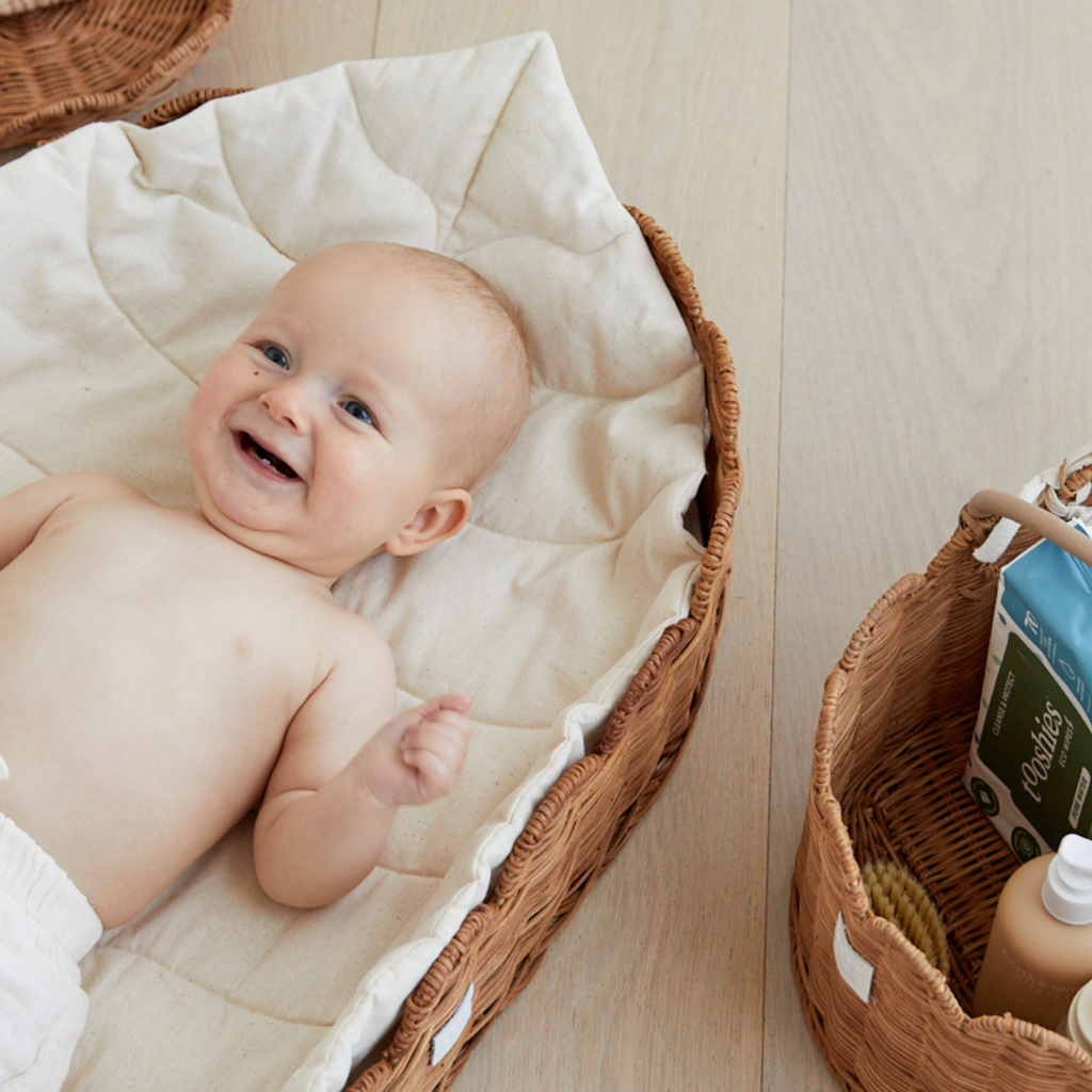 Baby Diaper Caddy Organizer "POPPY" Handmade & Natural by BEBE BASK ...
