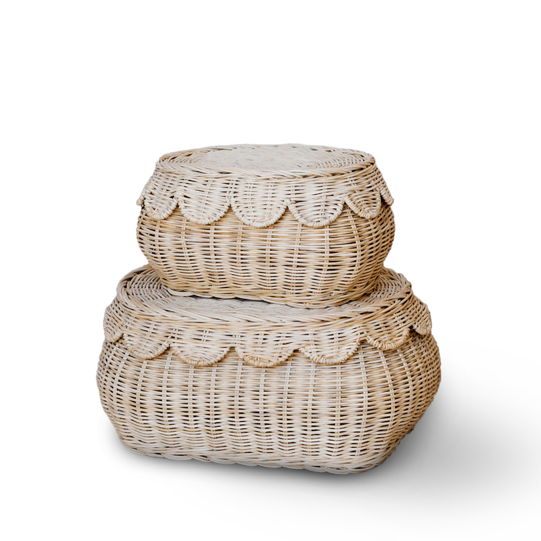 FLORA Rattan Scallop Basket Set – BEBE BASK