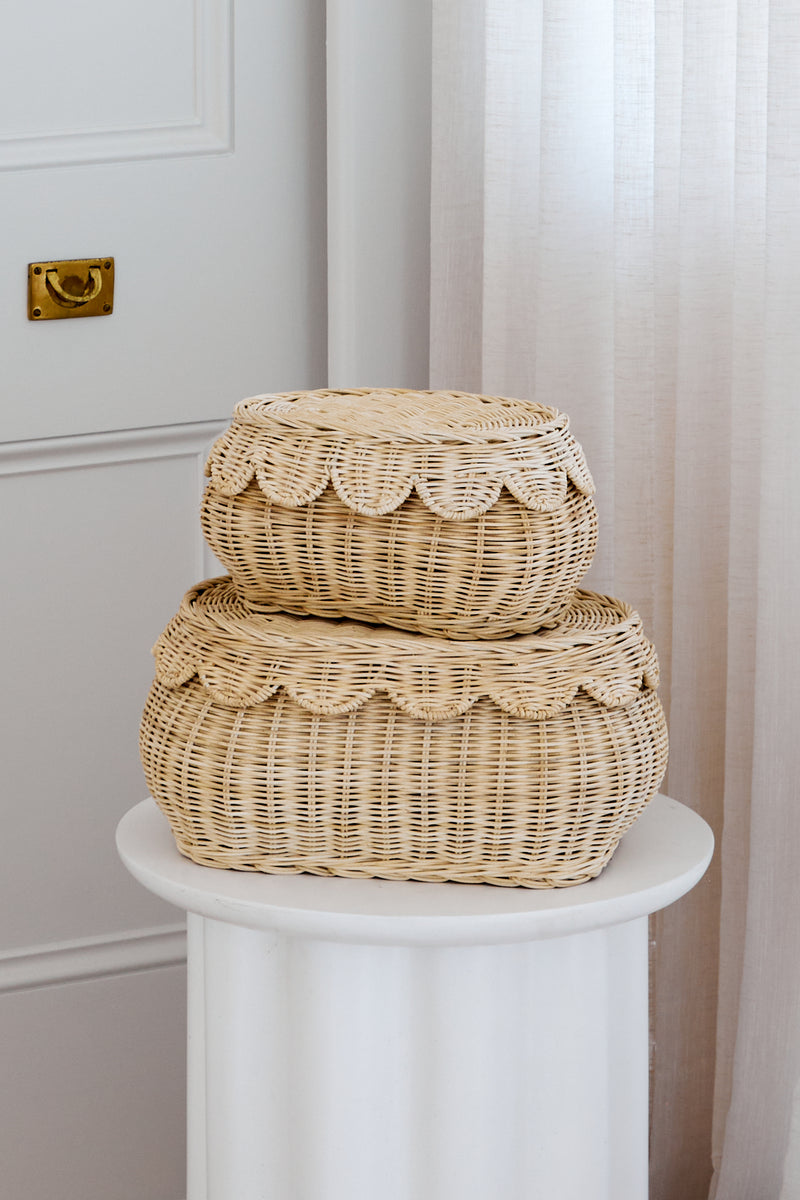 FLORA Rattan Scallop Basket Set – BEBE BASK