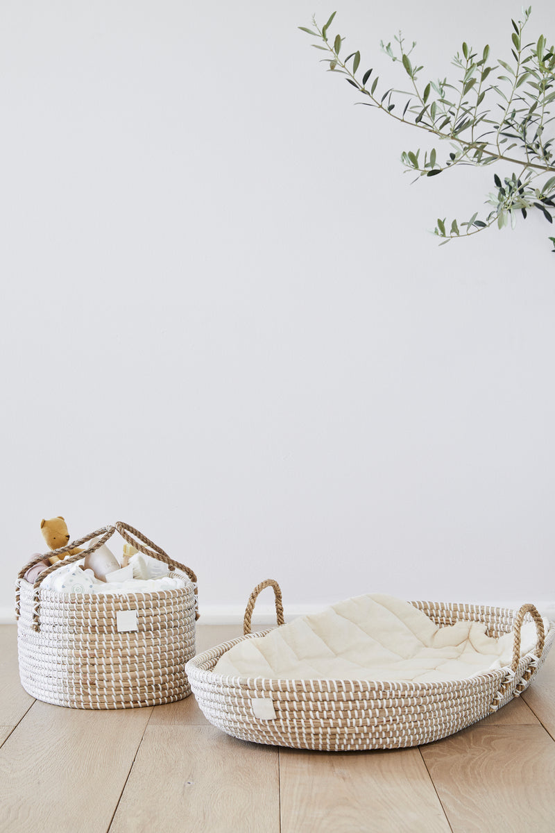 Baby Changing Basket "LIV" Handmade & Natural Changing Pad-By BEBE BASK ...